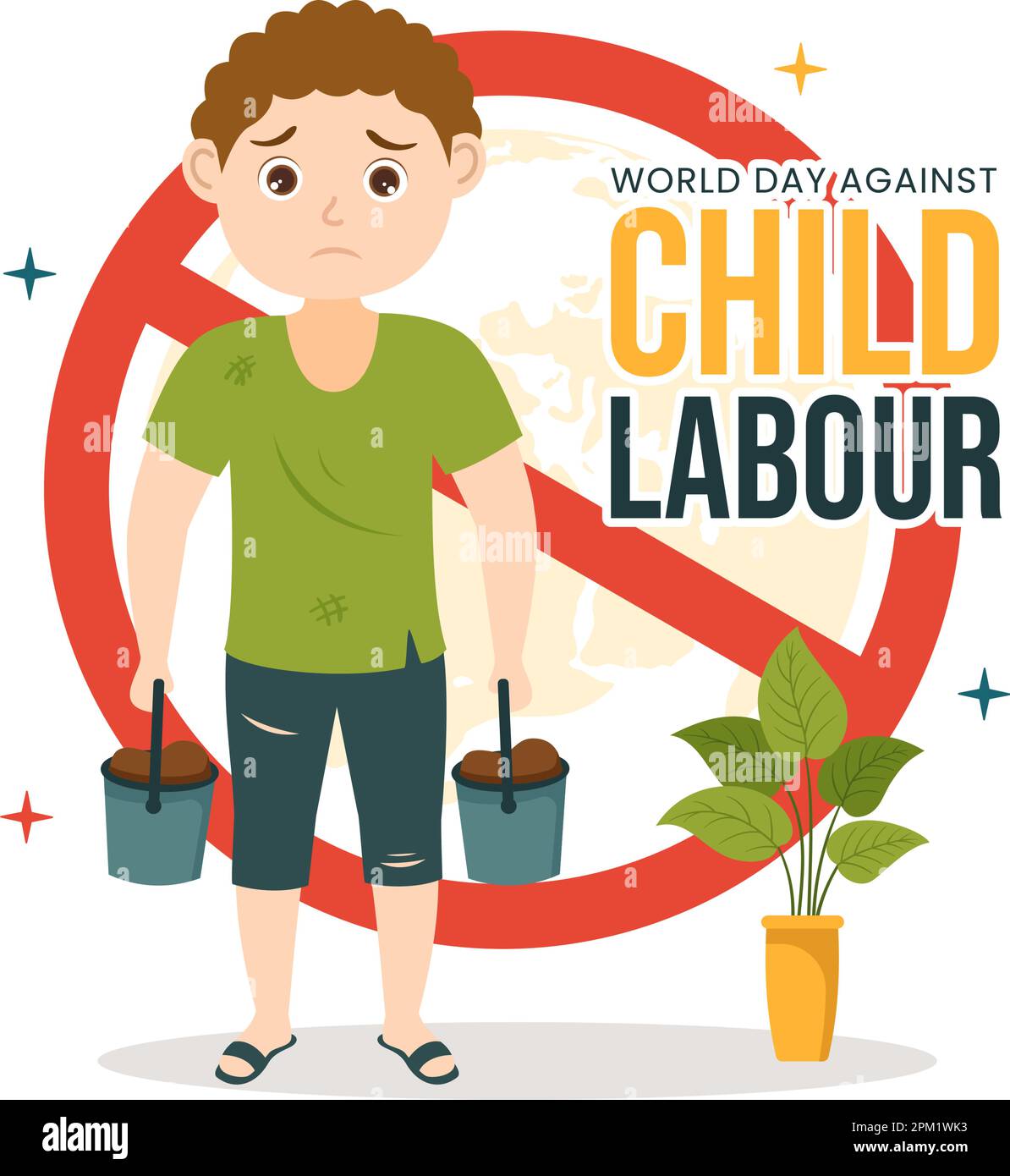World Day Against Child Labour Illustration with Children Working for ...