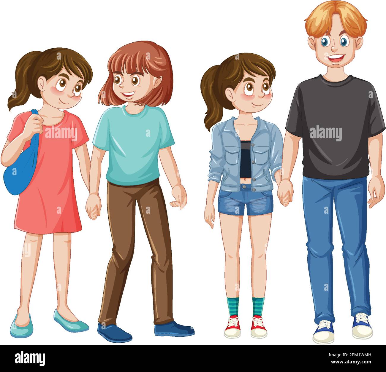 Teenage Friendship Cartoon Character illustration Stock Vector Image ...