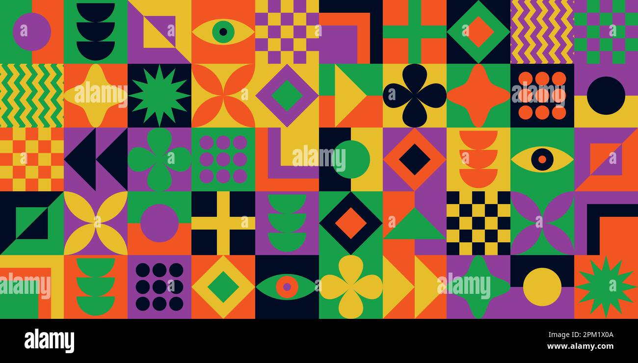 Modern minimalist mid century neo-memphis bauhaus style pattern in ...