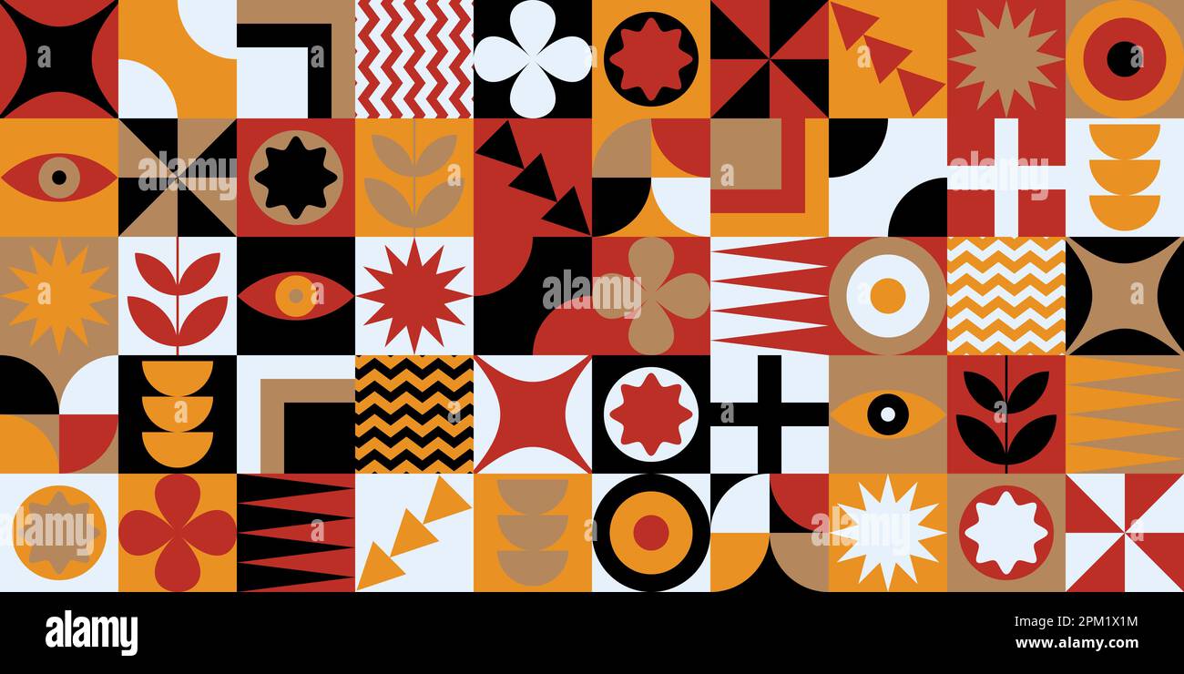 Neo geometric bauhaus style minimal mural texture print trendy memphis ...