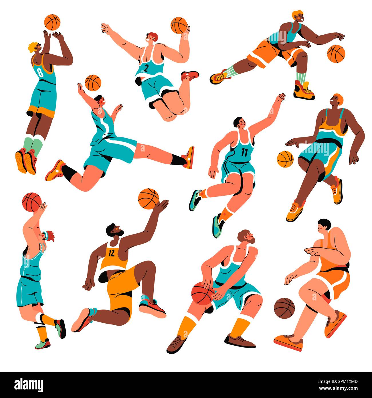 Sportsmen basketball players in motion vector Stock Vector Image & Art ...