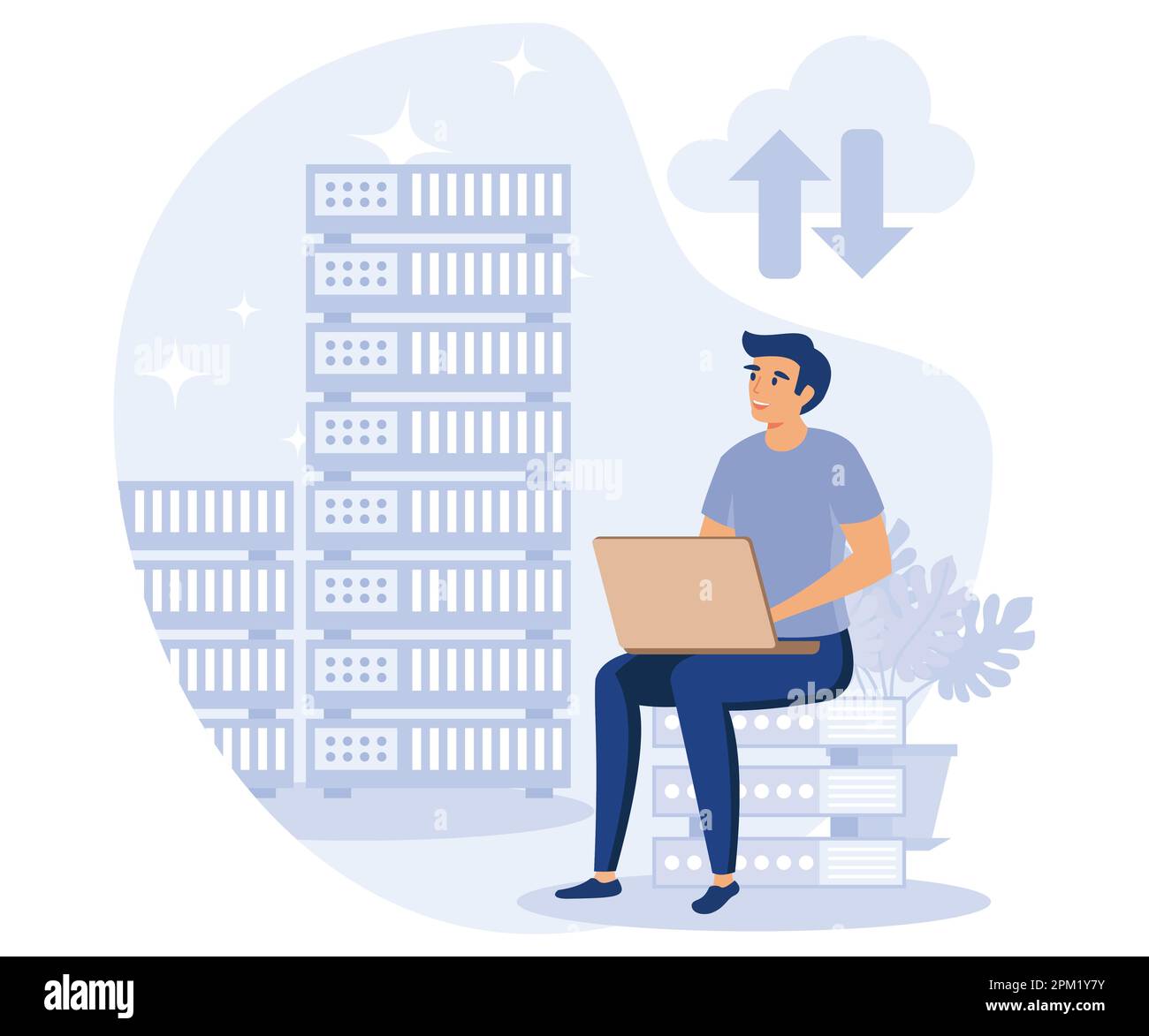 Database security concept, Big data storage, disk infrastructure, business information safety ...