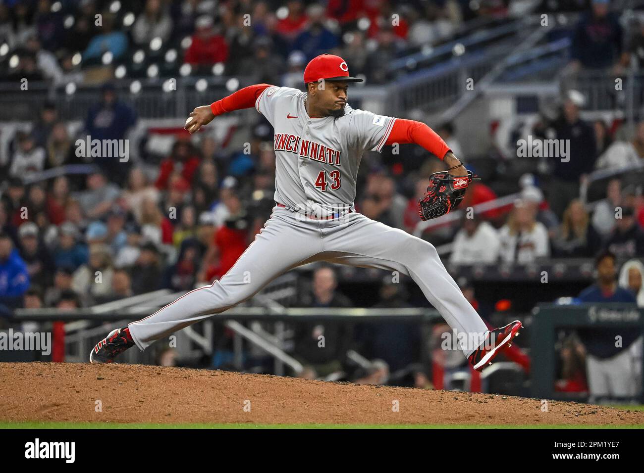 ATLANTA, GA - APRIL 10: Cincinnati Reds relief pitcher Alexis Diaz (43 ...
