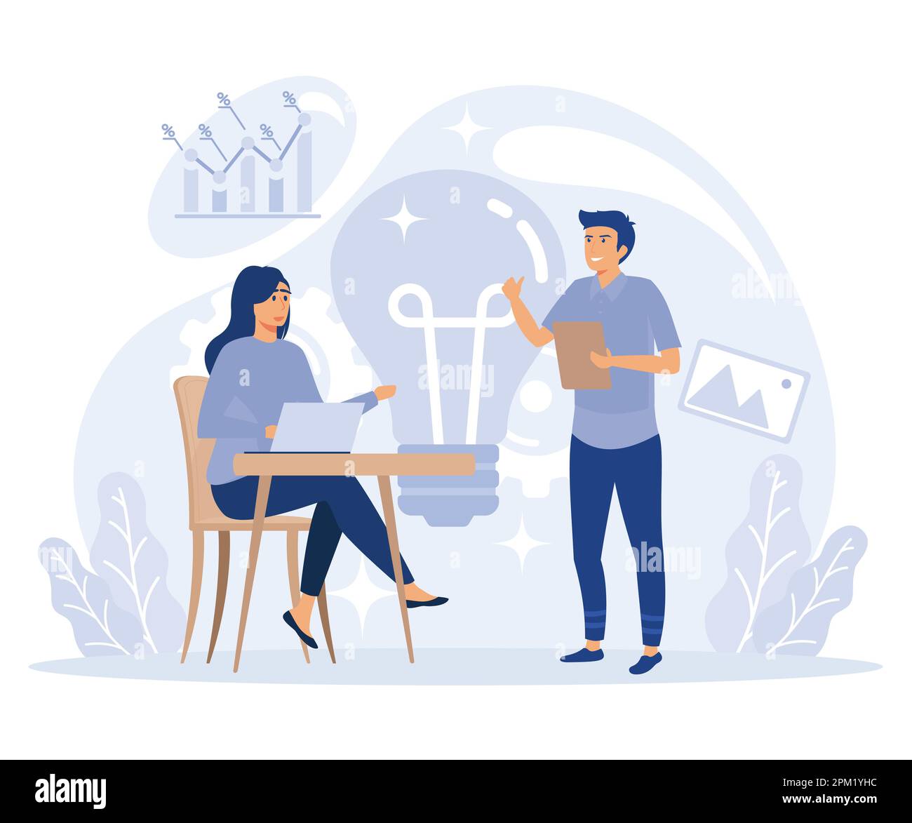 Startup development concept, Business incubator, data initiative, white ...