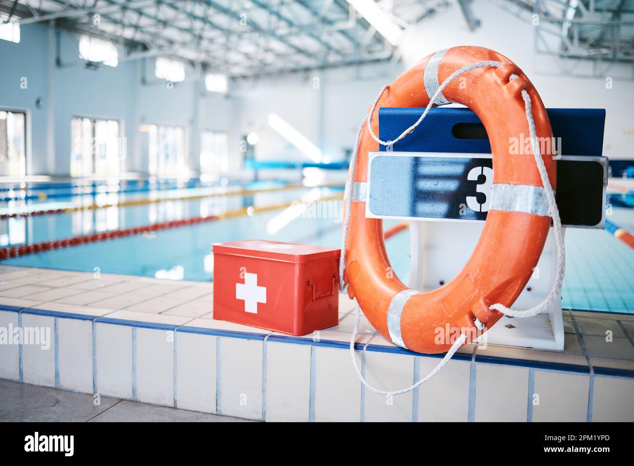 First aid, swimming pool and sports with health and medical equipment ...