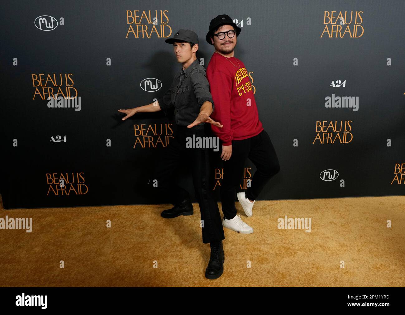 Harry Shum Jr., left, and Daniel Kwan pose together at the premiere of ...