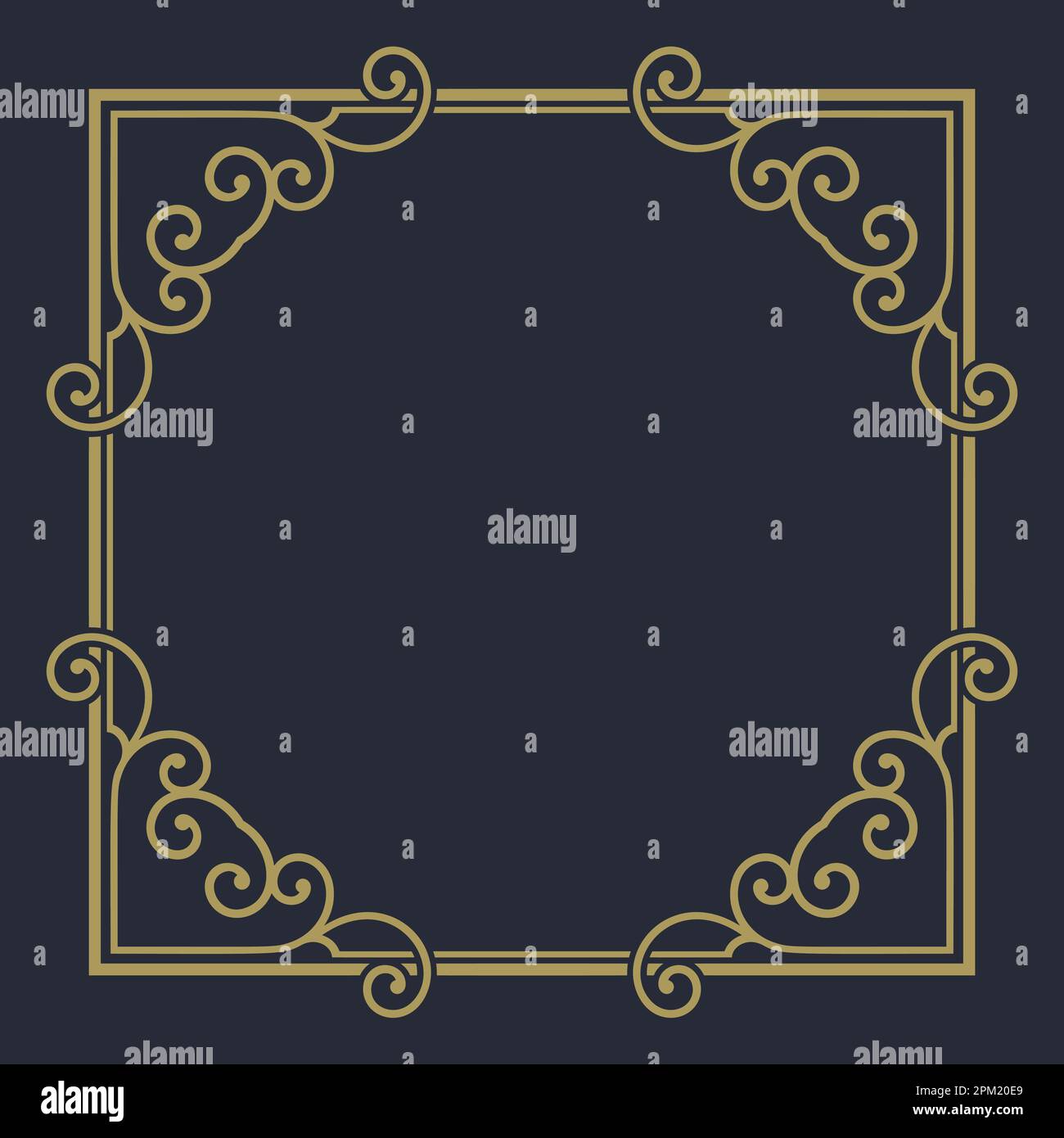 A gold frame with the word vignette on a dark background Stock Vector ...