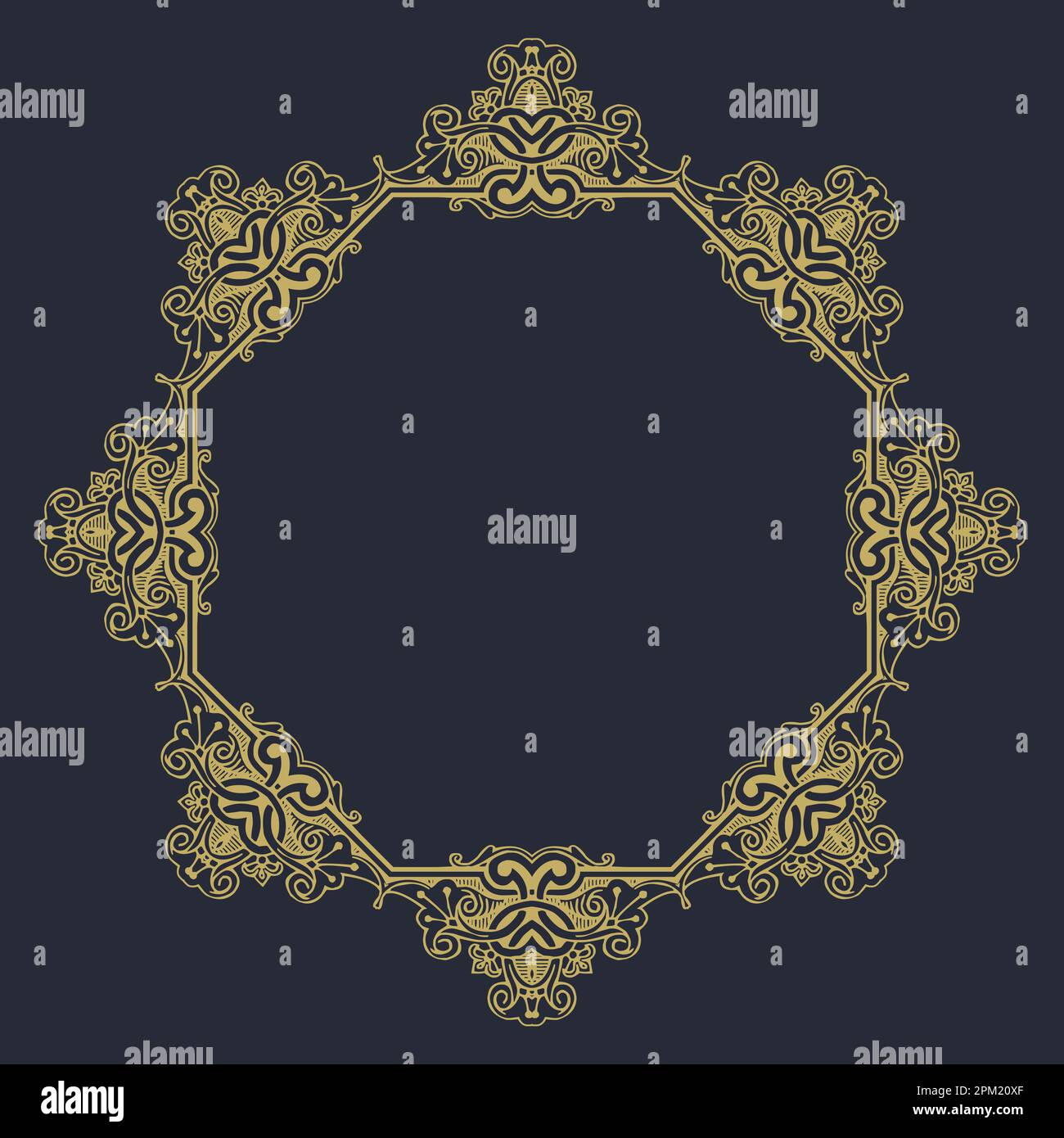 Gold frame with the word filigree on a dark background Stock Vector ...
