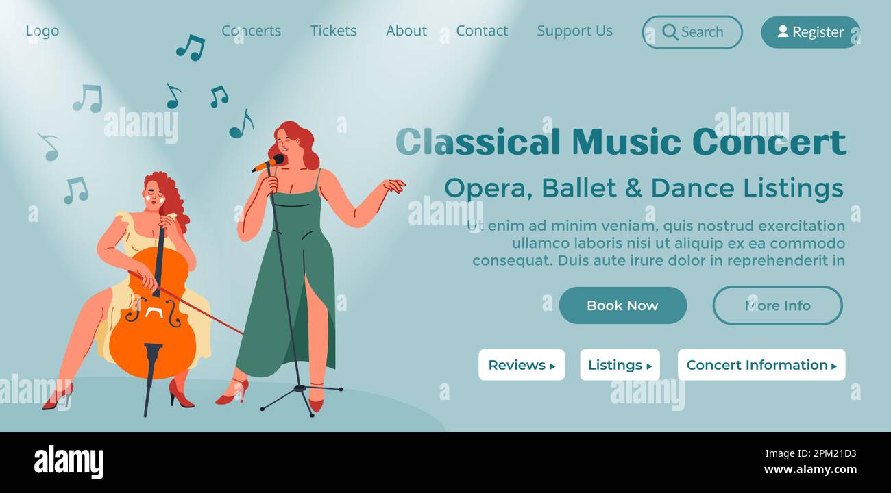 Classical music concert, opera and ballet website Stock Vector Image ...
