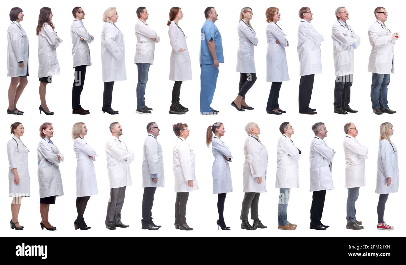 group of doctors in profile isolated on white Stock Photo - Alamy