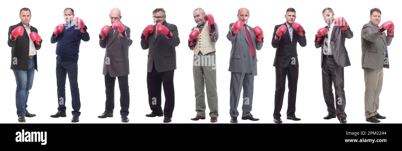 collage of businessmen in boxing gloves isolated Stock Photo - Alamy