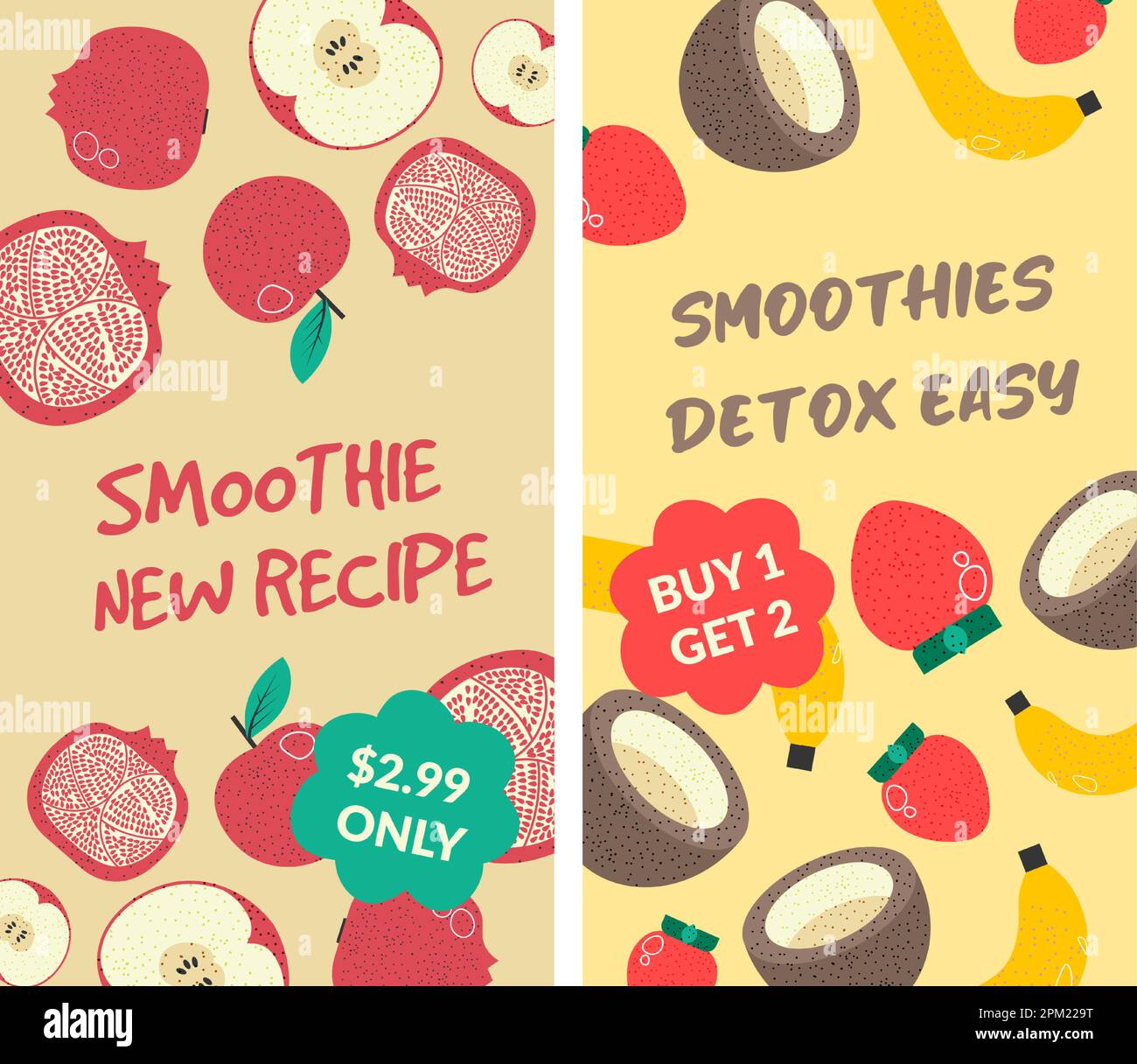 Smoothies detox easy, new recipe banner vector Stock Vector Image & Art ...