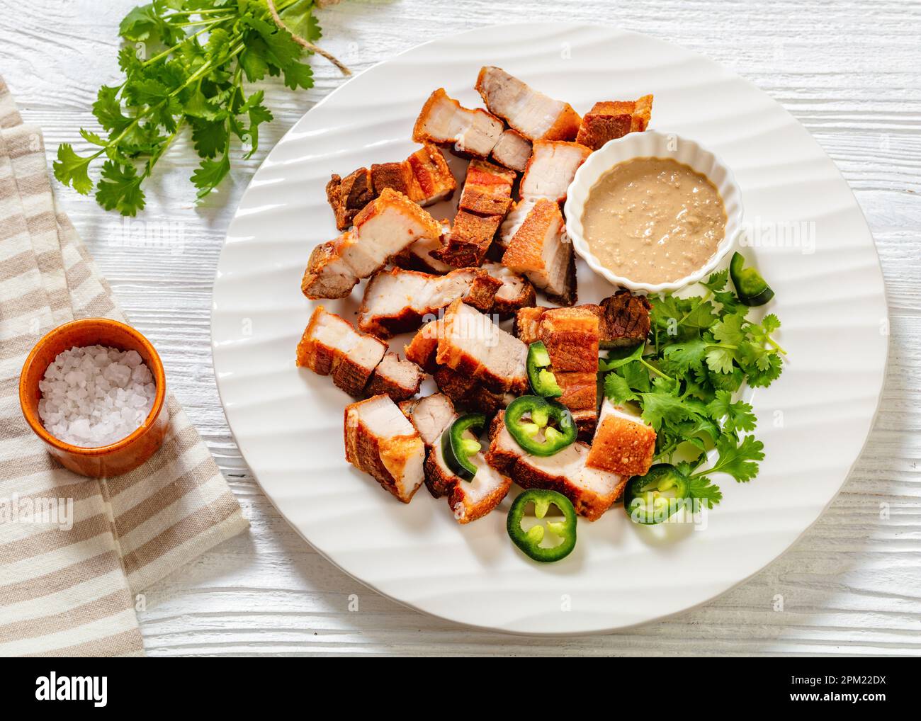 Lechon Kawali, filipino crispy fried pork belly with liver sauce and ...