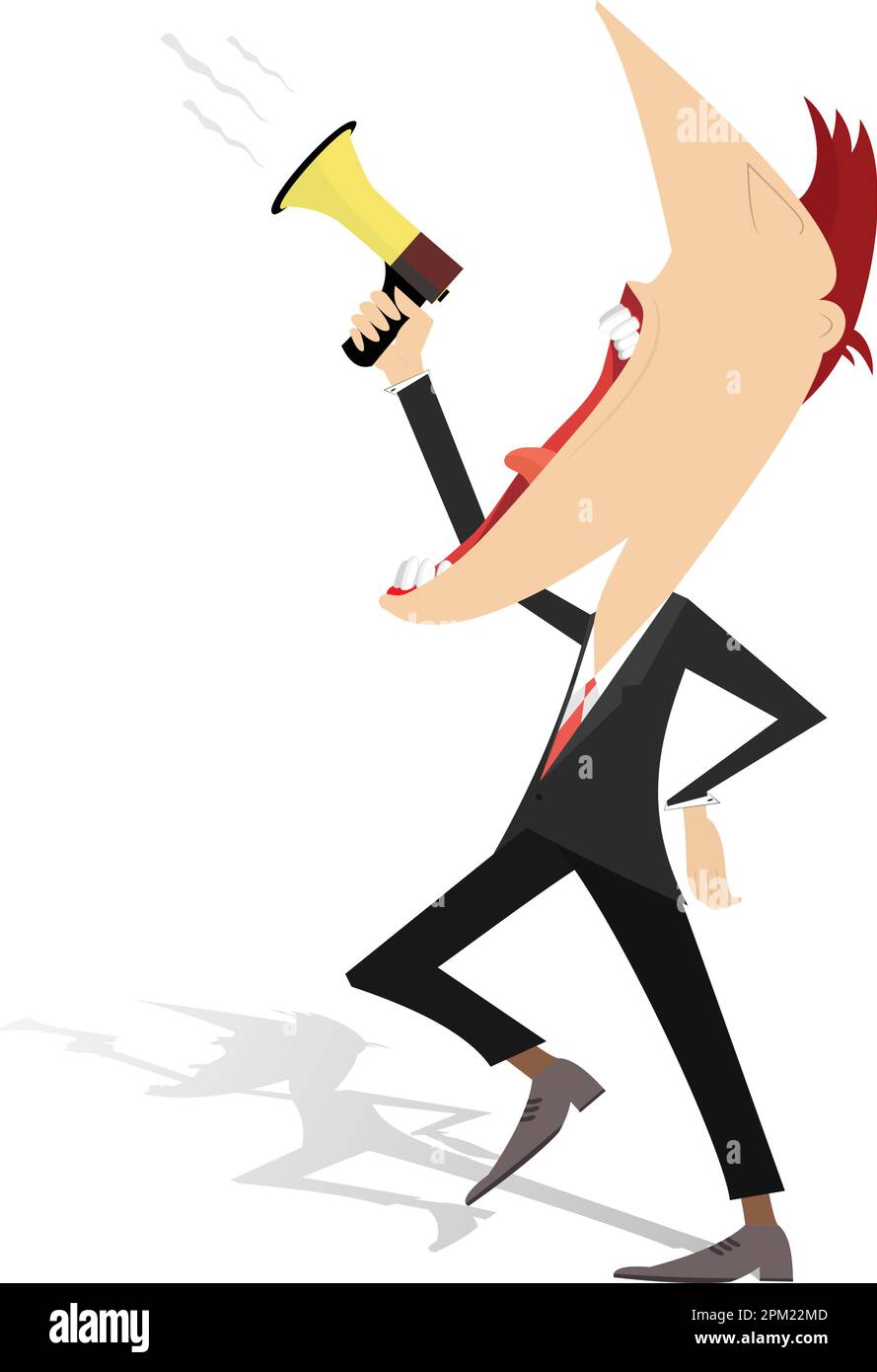 Man, megaphone and news. Cartoon man with megaphone makes announcement ...