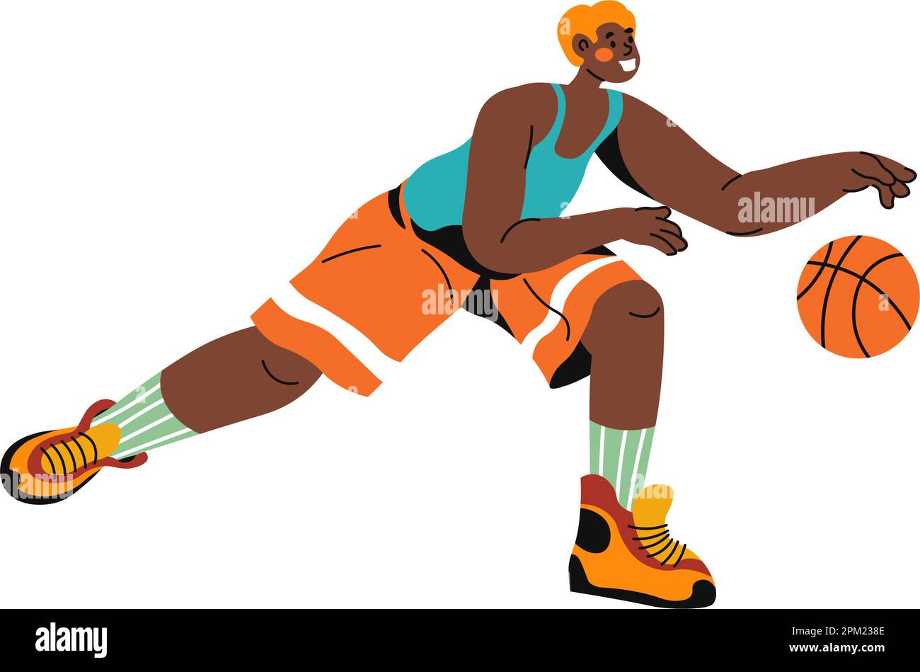 Sports basketball player chasing ball, vector Stock Vector Image & Art ...