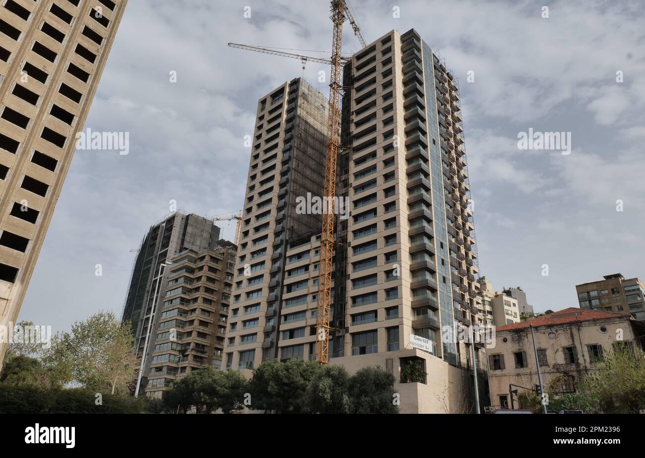 Beirut, Beirut of Lebanon. 9th Apr, 2023. Unfinished buildings are ...