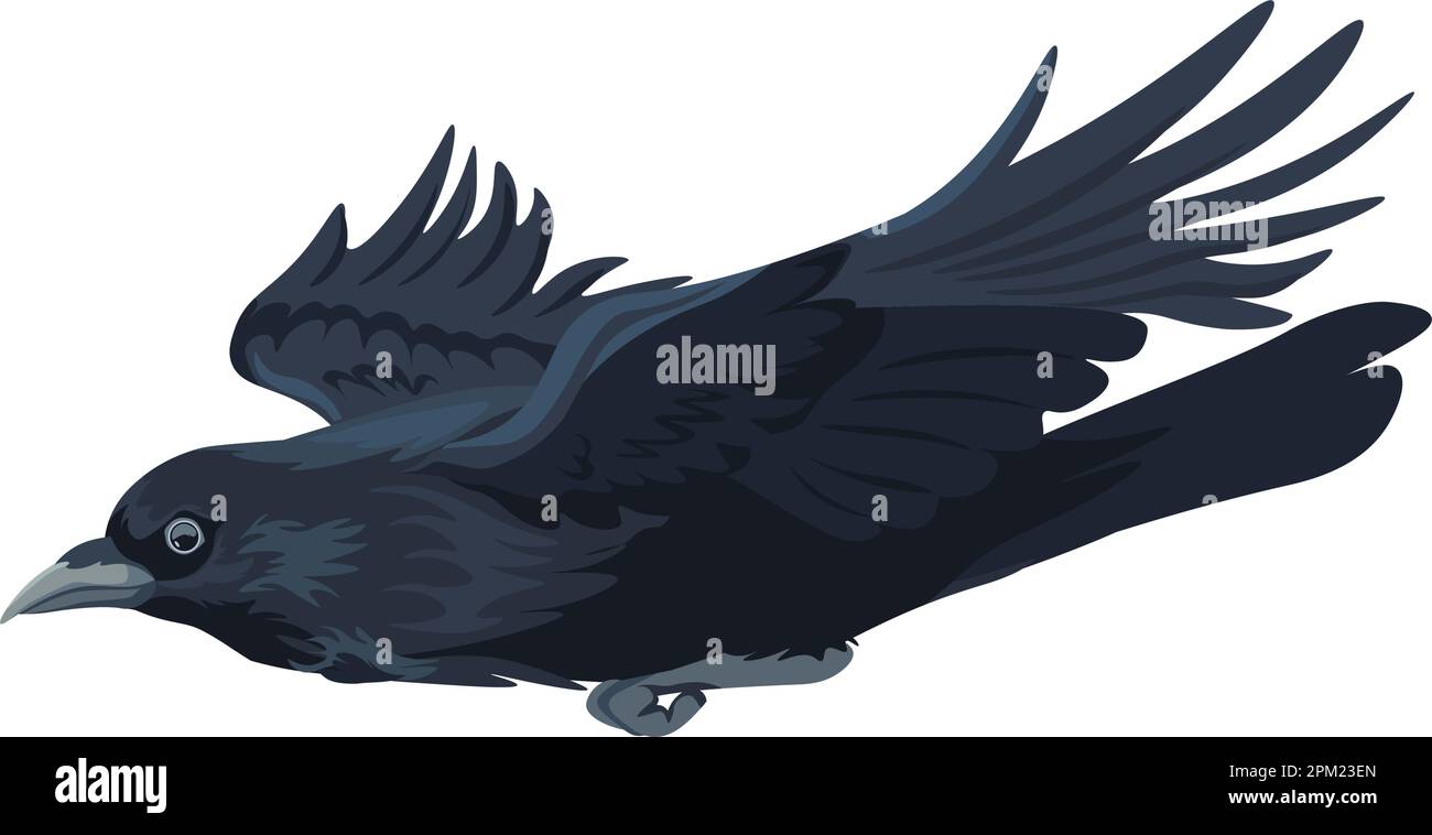 Black bird crow flying away Stock Vector Images - Alamy