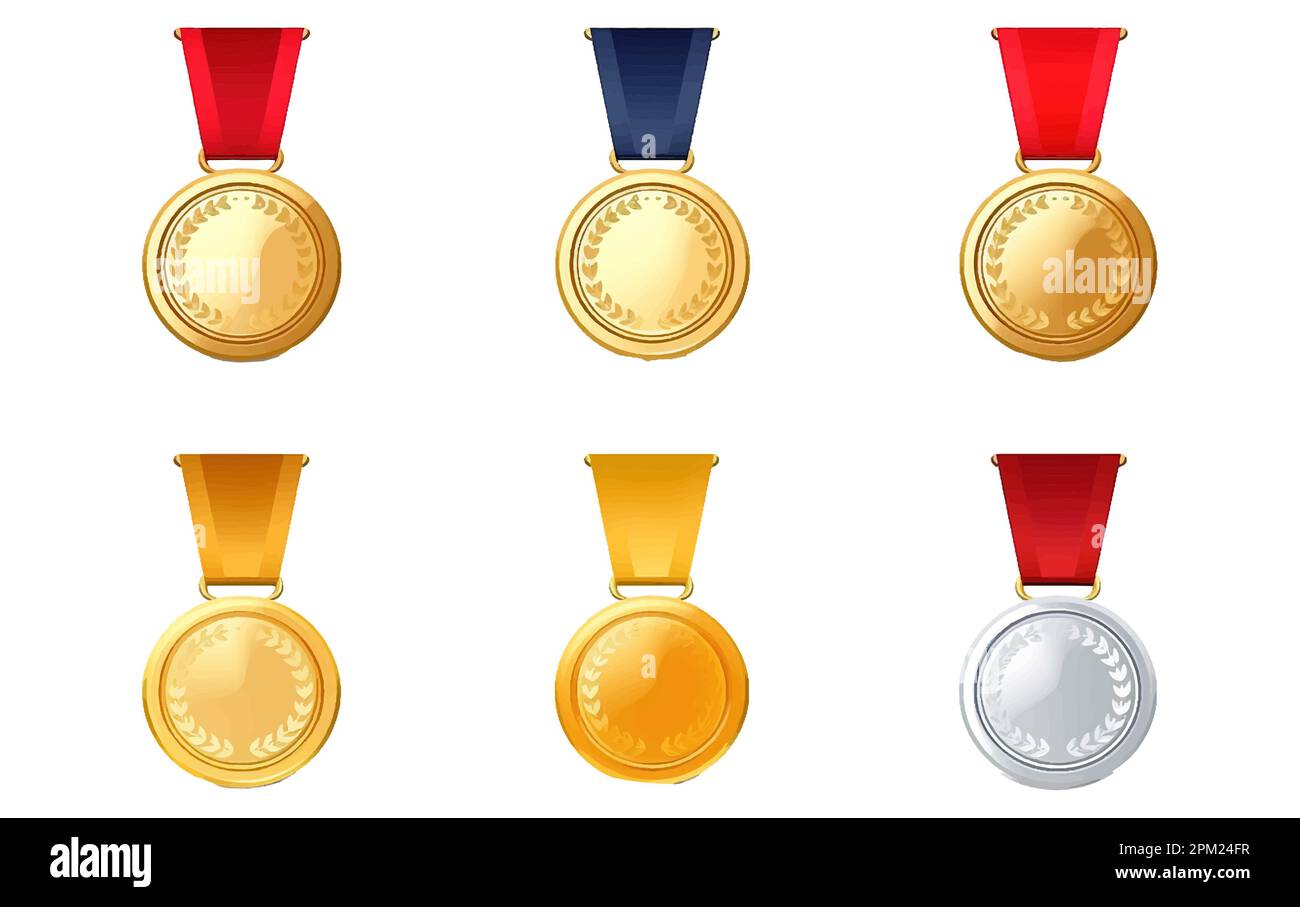set vector illustration of golden medal award for the best isolate on ...