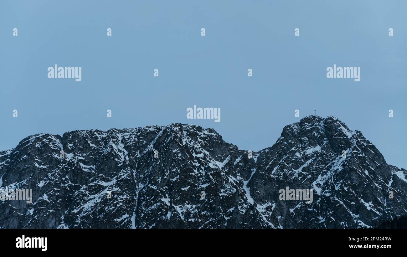 Mount Giewont at dusk. The most famous mountain in Poland. Tatry ...