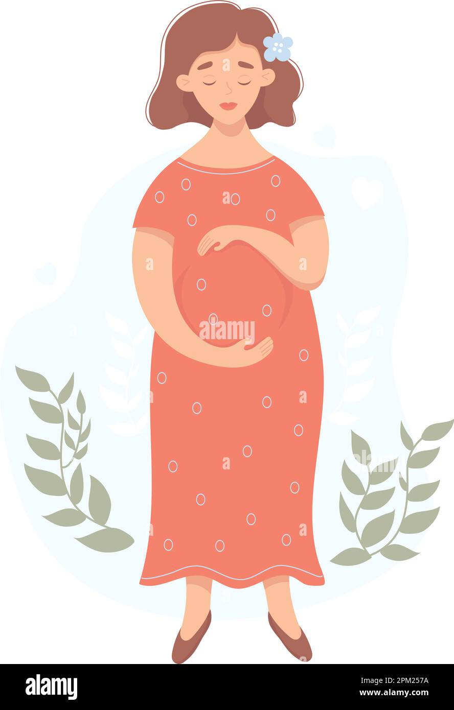 Cute happy pregnant woman. Vector illustration. Future mother in flat ...