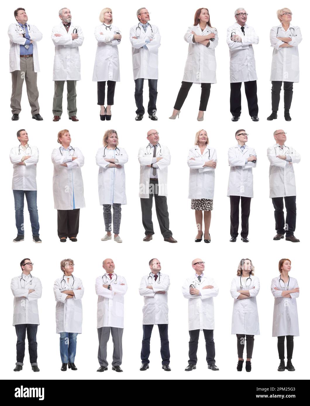 group of doctors standing in full length isolated on white Stock Photo ...