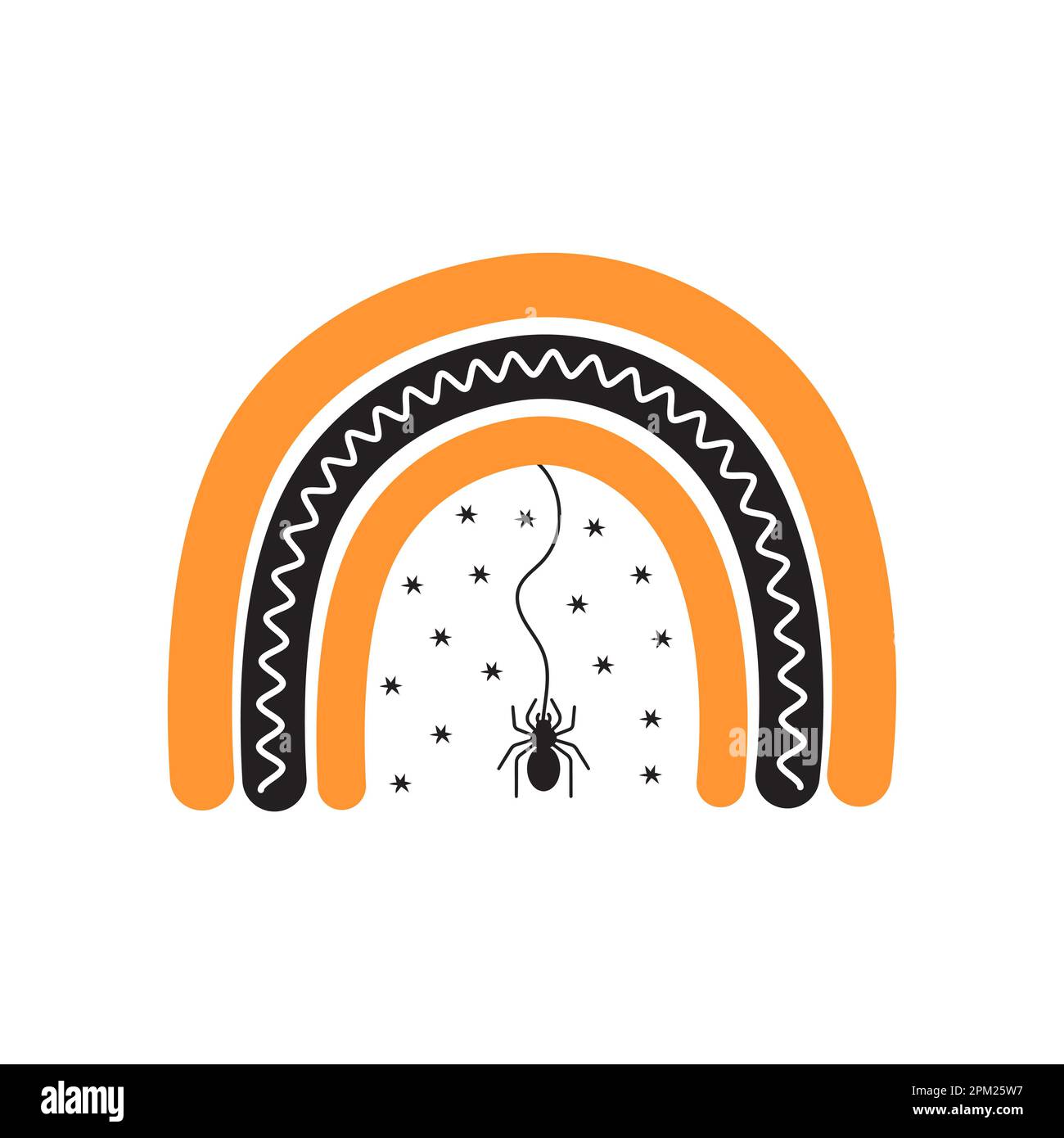 Halloween rainbow with spider. Cute hand drawn icon for celebrating ...