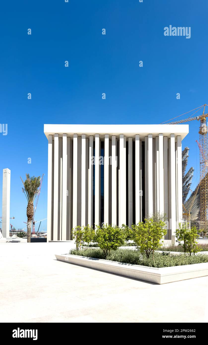 His Holiness Francis Church at the The Abrahamic Family House, encompassing a mosque, a church ...