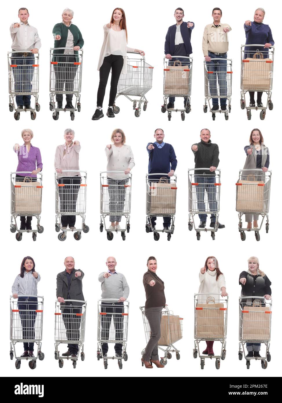 group of people with shopping cart showing thumbs up at camera Stock ...