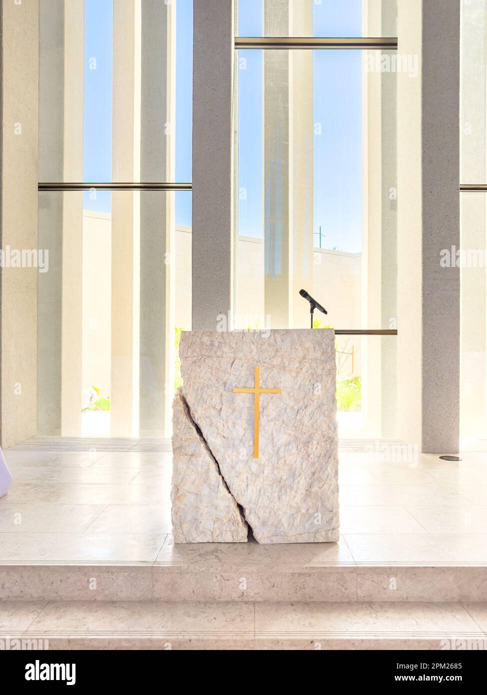 His Holiness Francis Church at the The Abrahamic Family House, encompassing a mosque, a church ...