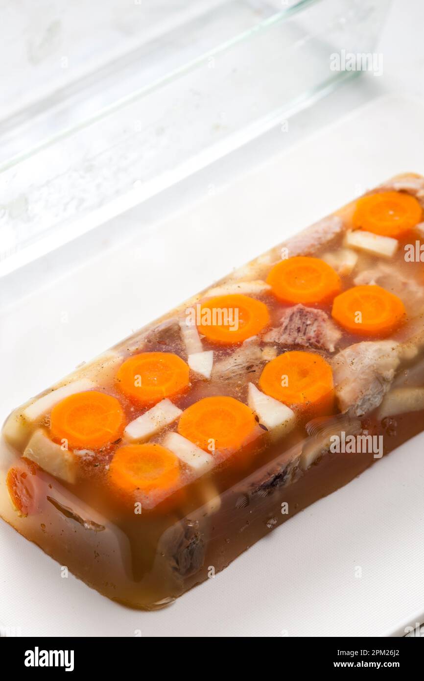 aspic with meat and vegetables Stock Photo - Alamy