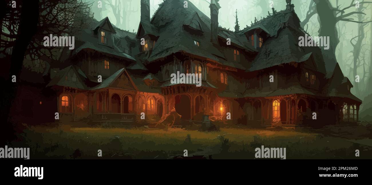 Old mansion illuminated Stock Vector Images - Alamy