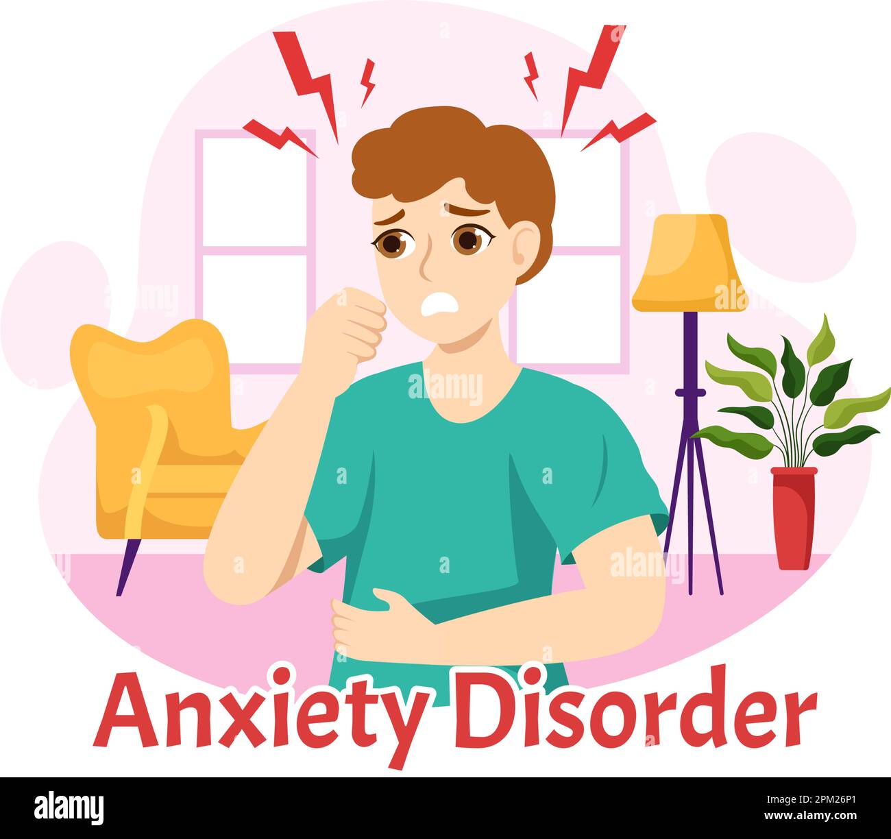 Anxiety Disorder Illustration with Frustrated Person, Nervous Problem ...