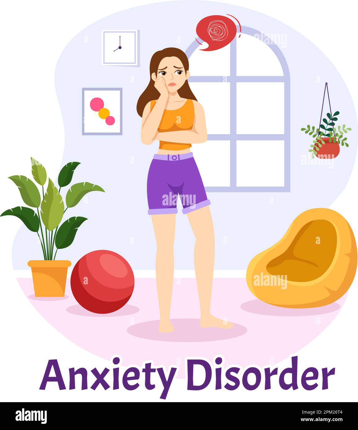 Anxiety Disorder Illustration with Frustrated Person, Nervous Problem and Confusion in Flat ...