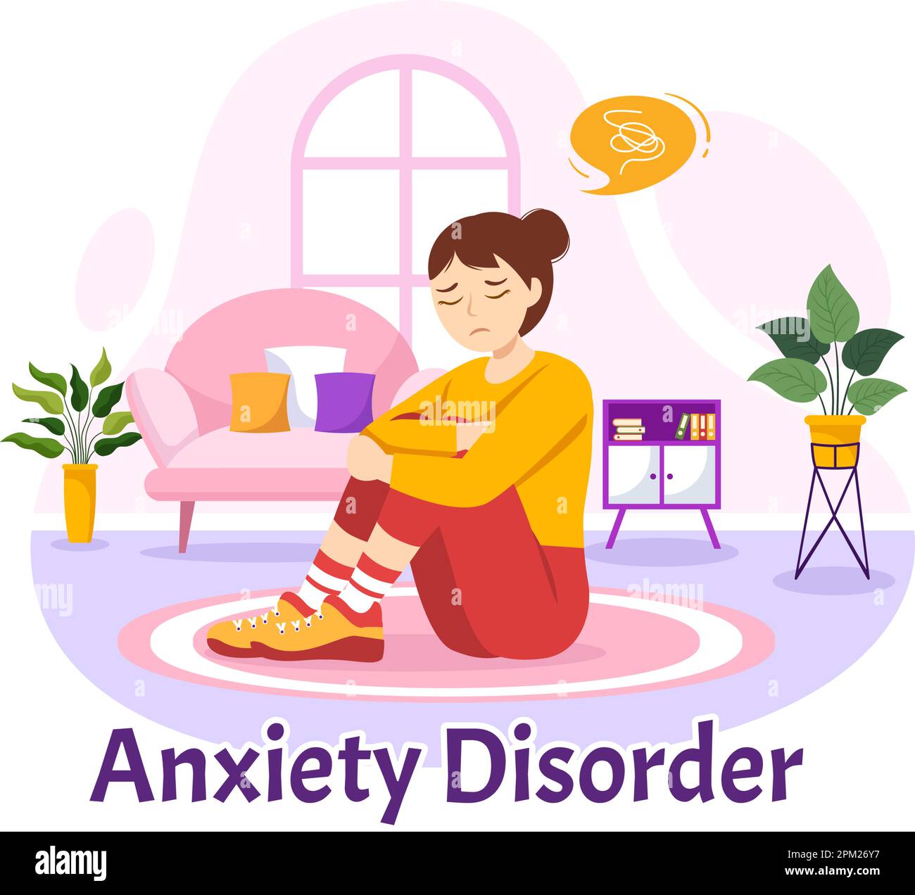 Anxiety Disorder Illustration with Frustrated Person, Nervous Problem ...