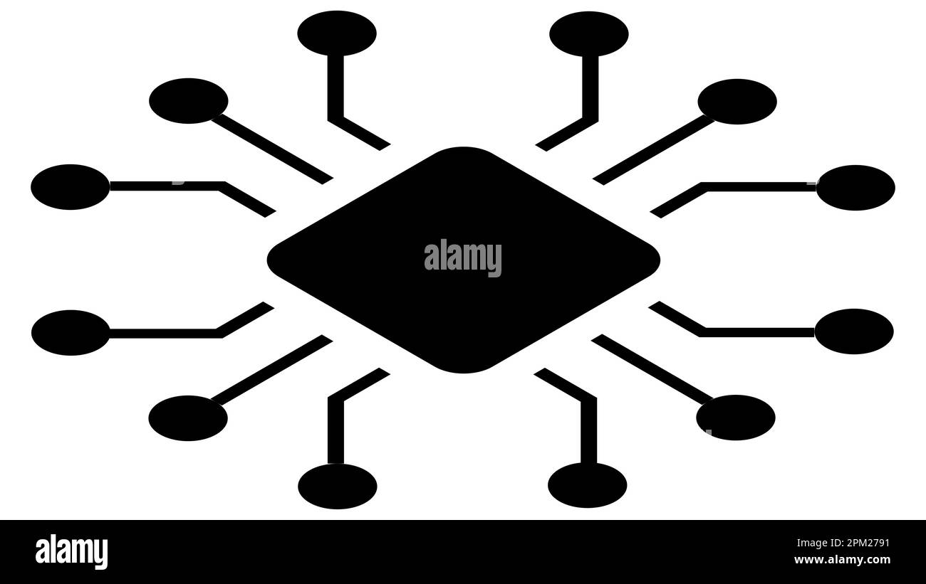 Silhouette of simple isometric schematic chip or component for ...