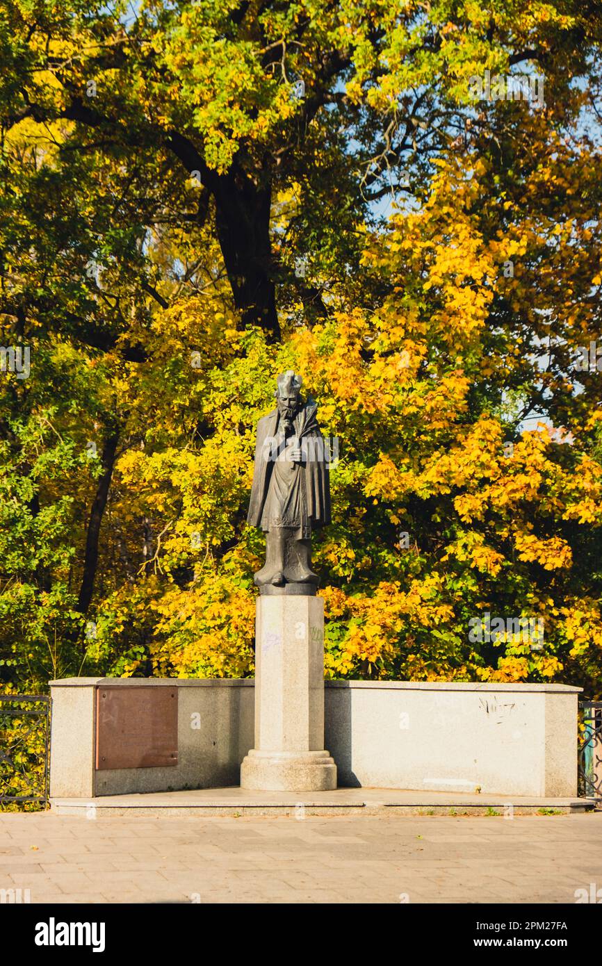 Olsztyn Poland - October 2022 Planet in hand of Nicolaus Copernicus ...