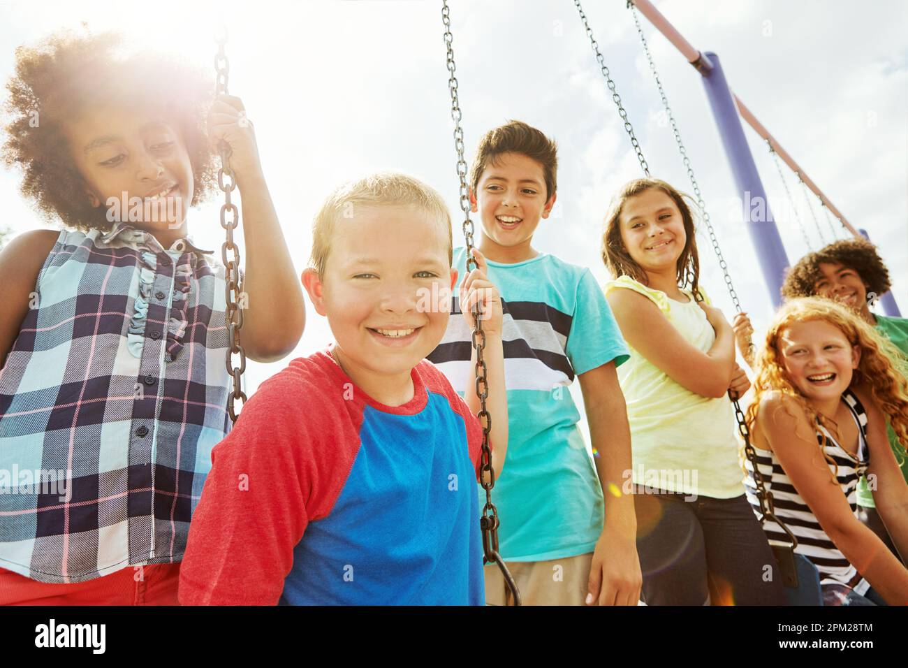 Playing together builds self-confidence and social skills. a group of ...