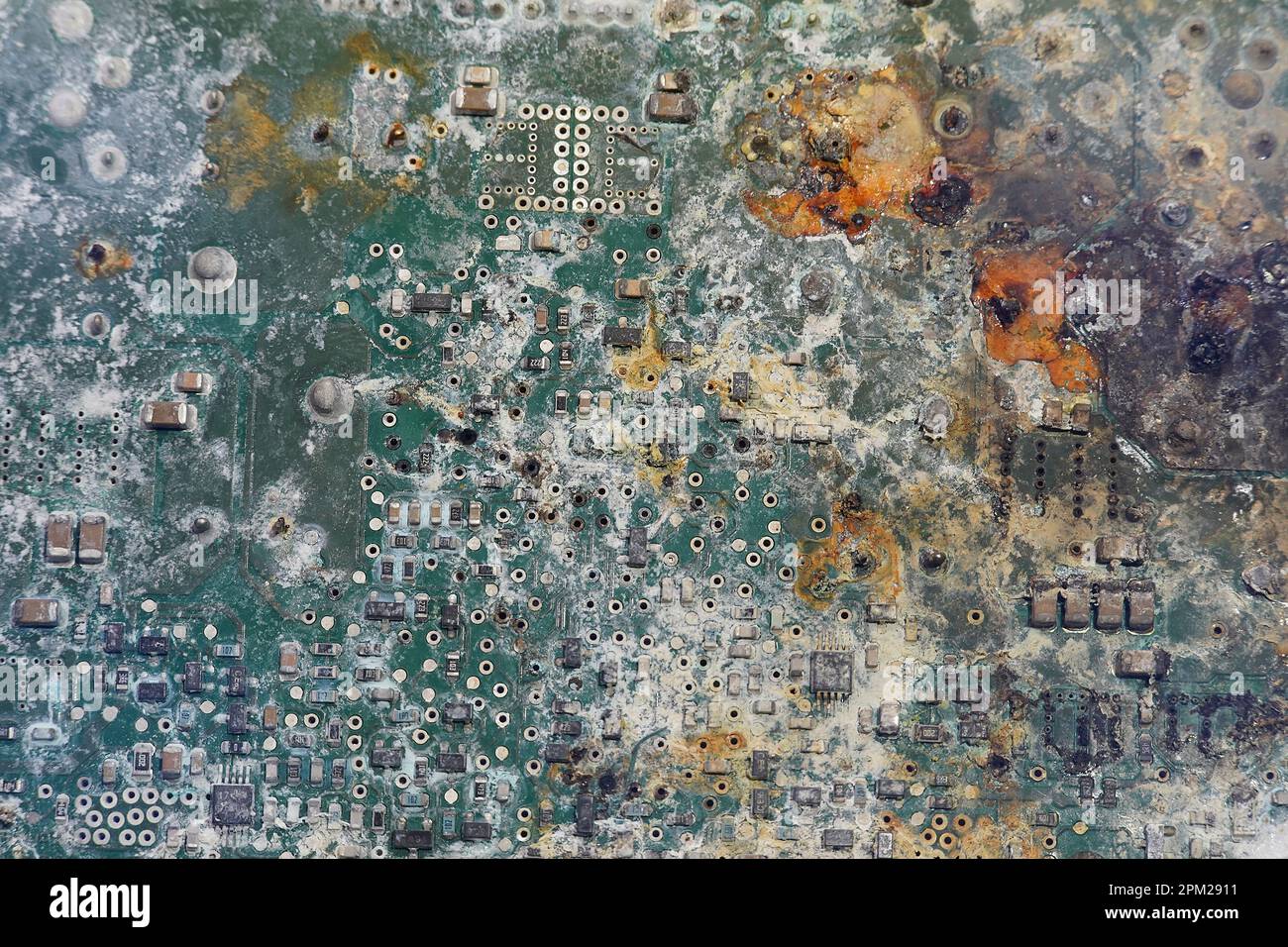 electronics board flooded with water with traces of corrosion Stock ...