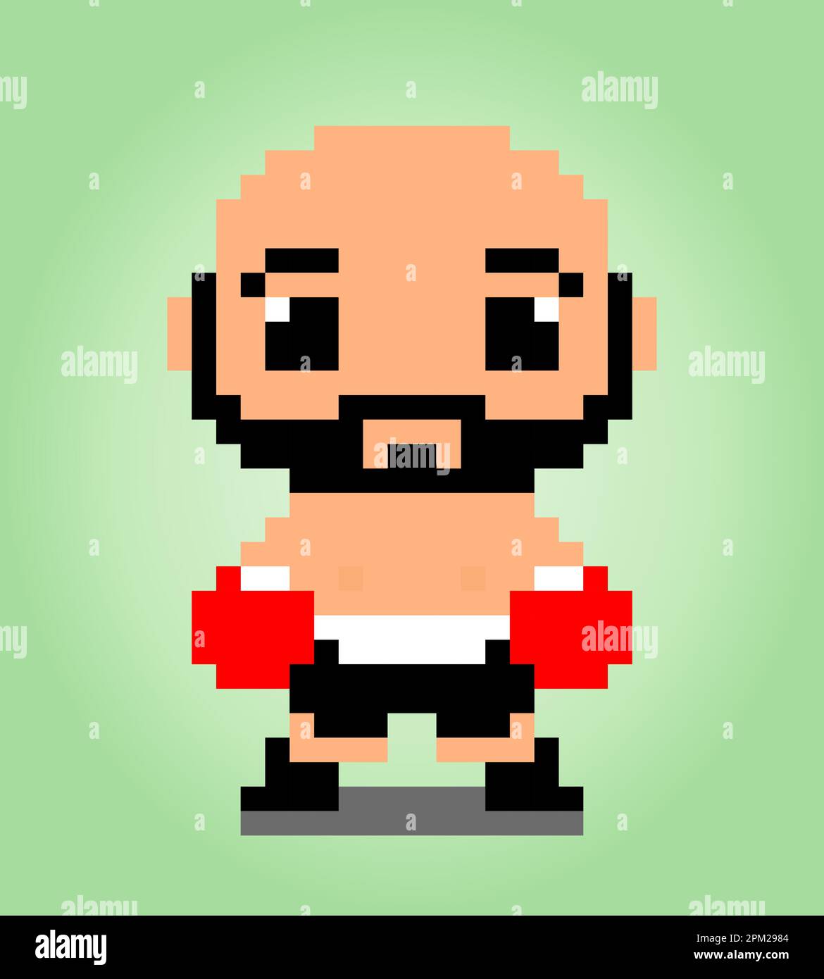 8 bit Pixel of the boxer character. Human pixels in vector illustration for game assets or cross ...