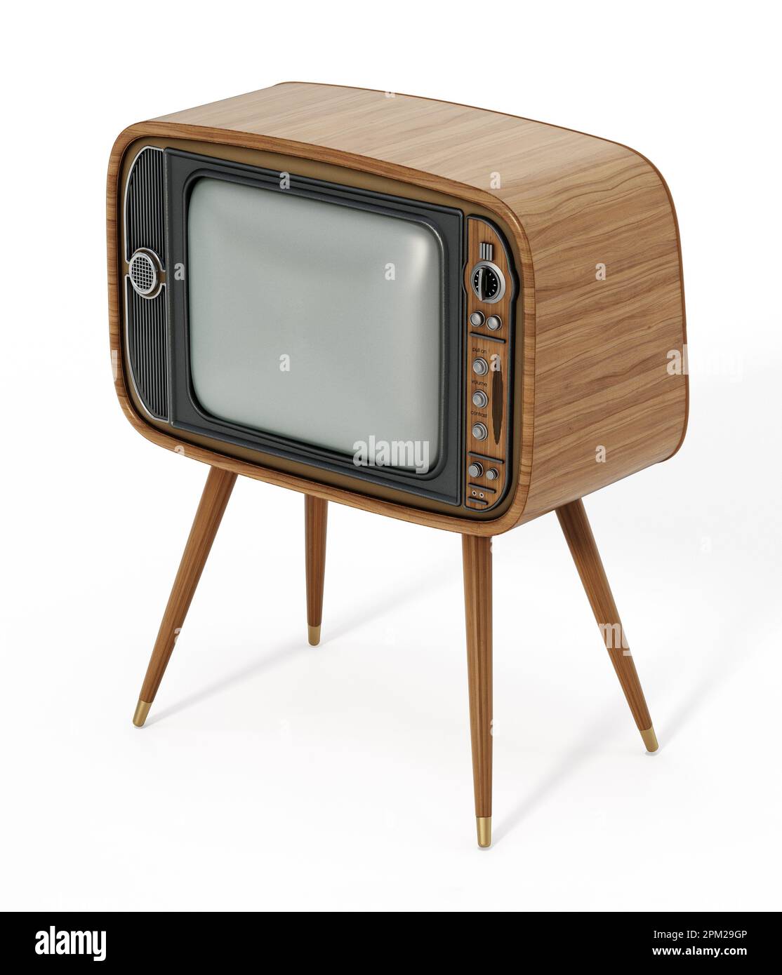 Retro analogue tv isolated on white background. 3D illustration Stock ...
