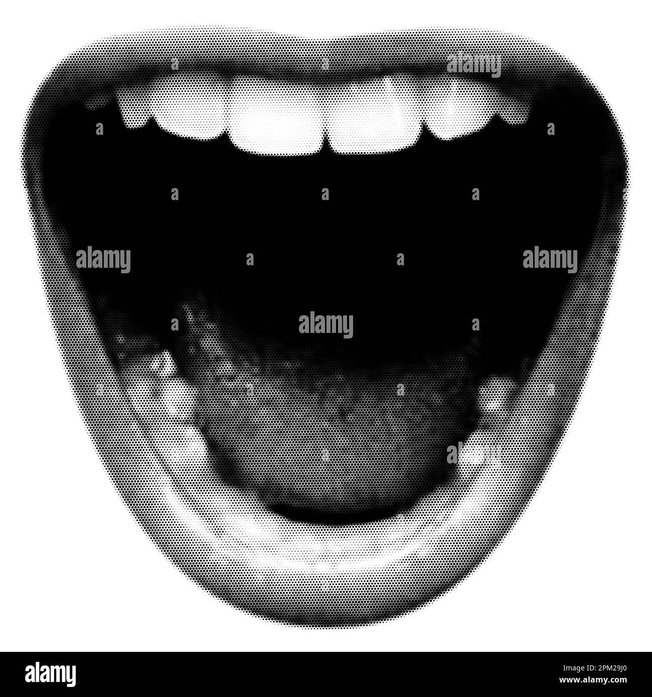 Screaming Mouth collage. Design lips in trendy dotted pop art style ...