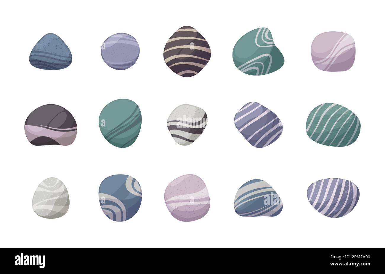 Sea pebbles. Smooth and natural river and ocean stones in various ...