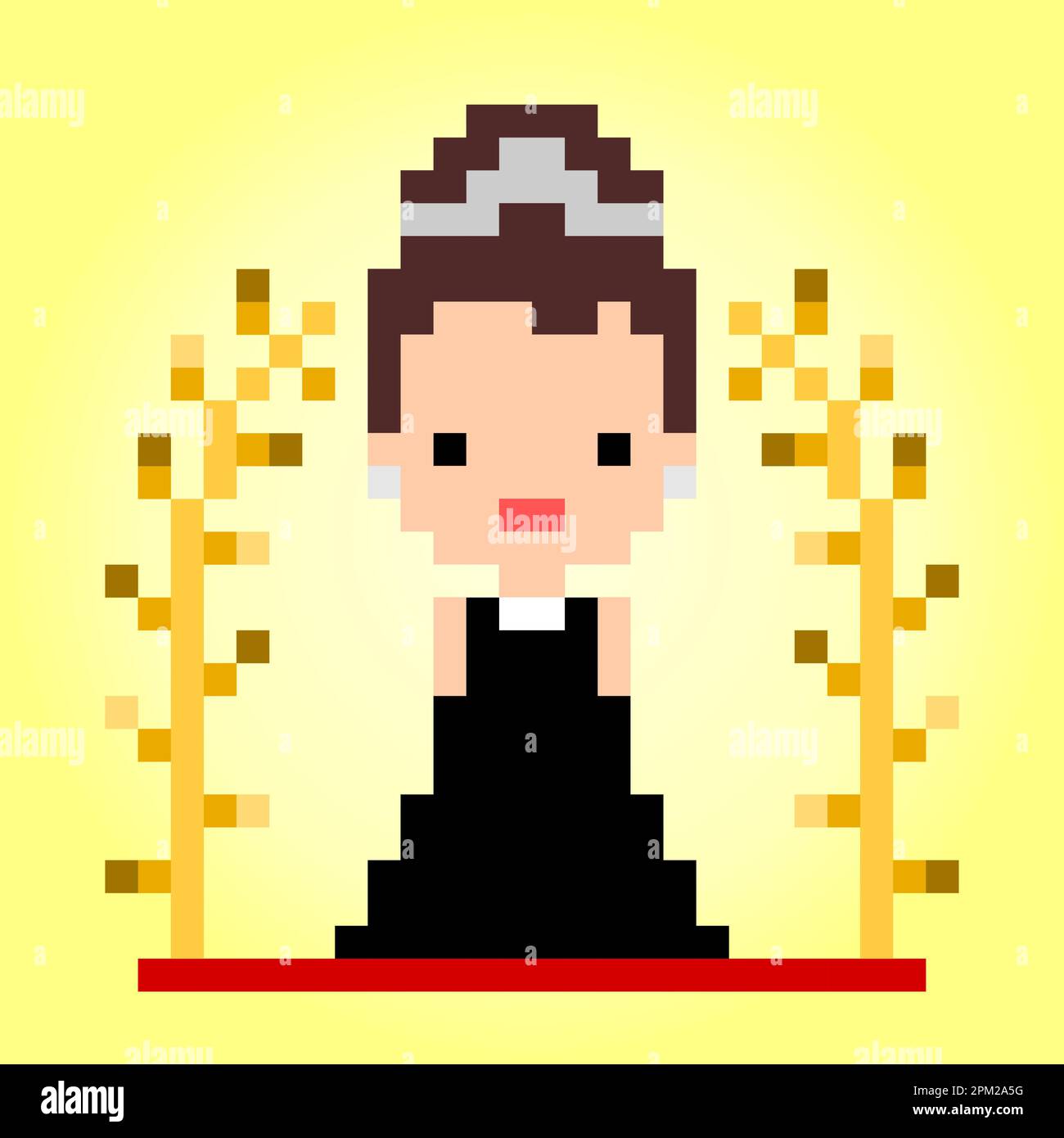 8 bit of pixel women's character. The queen in vector illustrations for ...