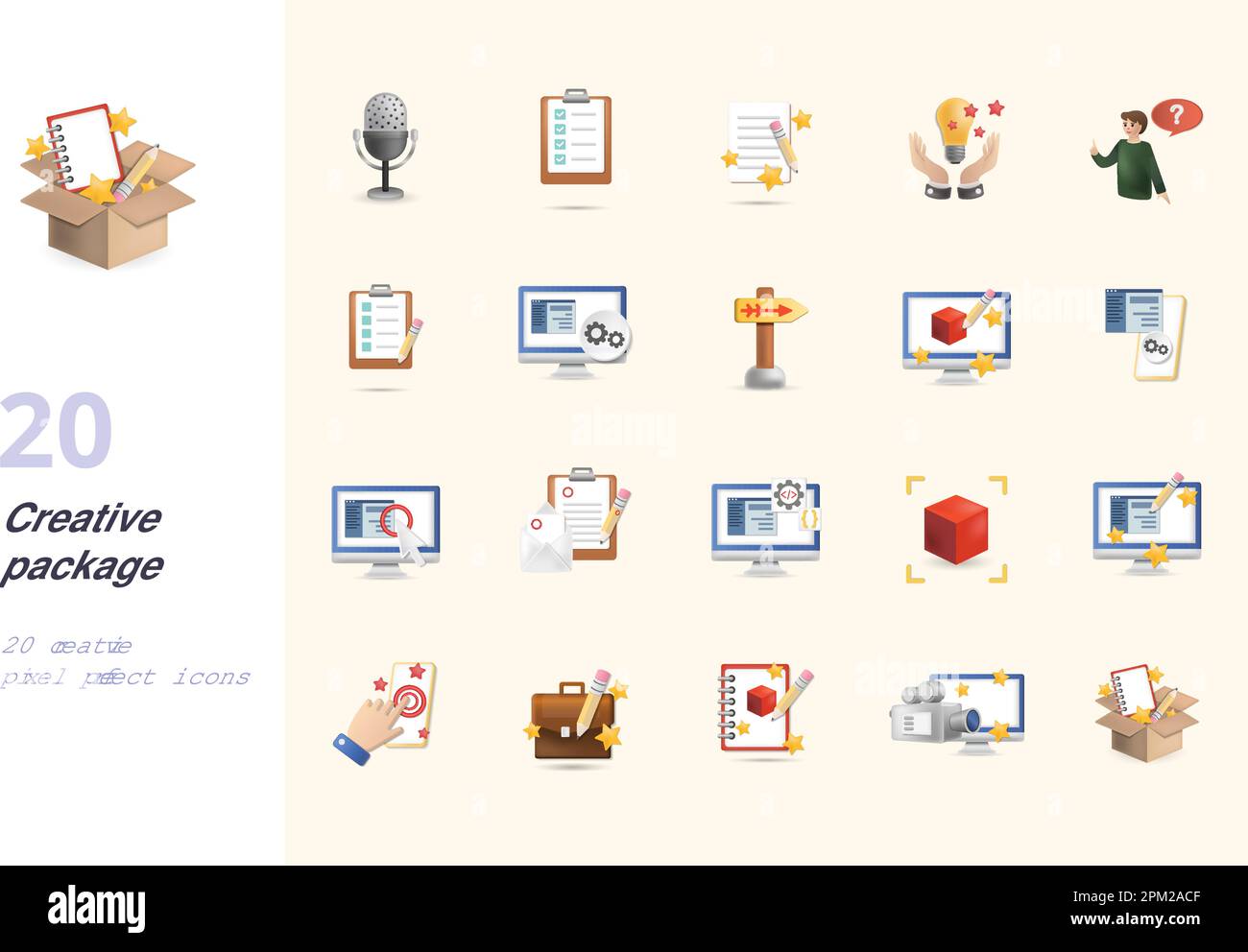 Creative package set. Creative icons: studio, brief, creative process ...