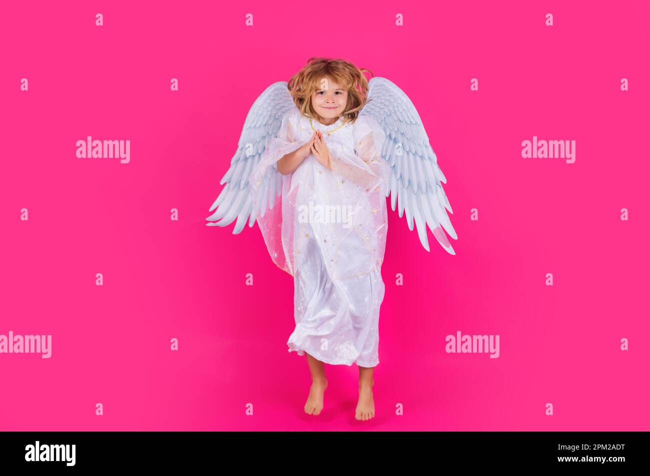 Angel child jump, kids jumping, full body in movement. Little cute ...
