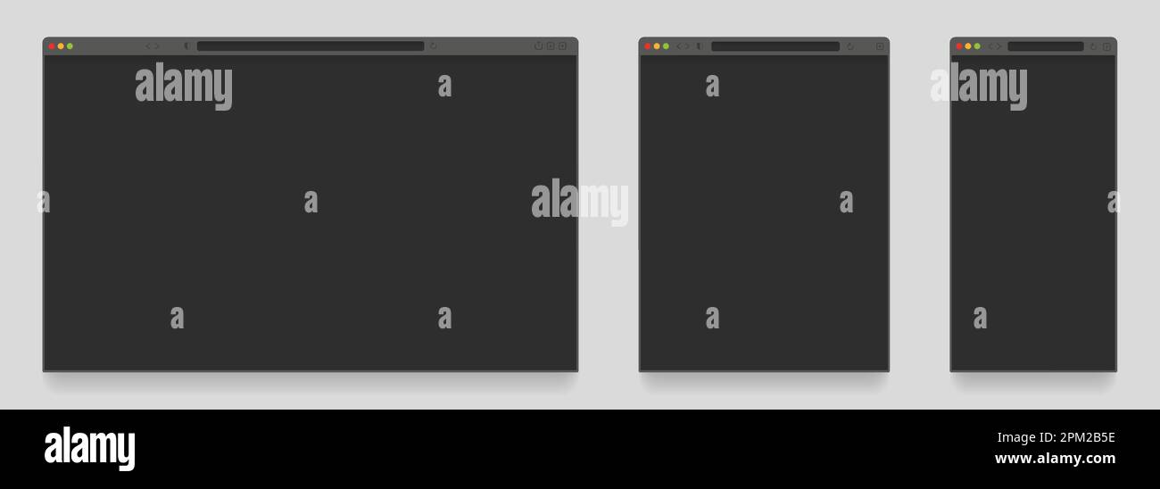 Browser mockup dark theme. Empty tab webpage with search engine ...