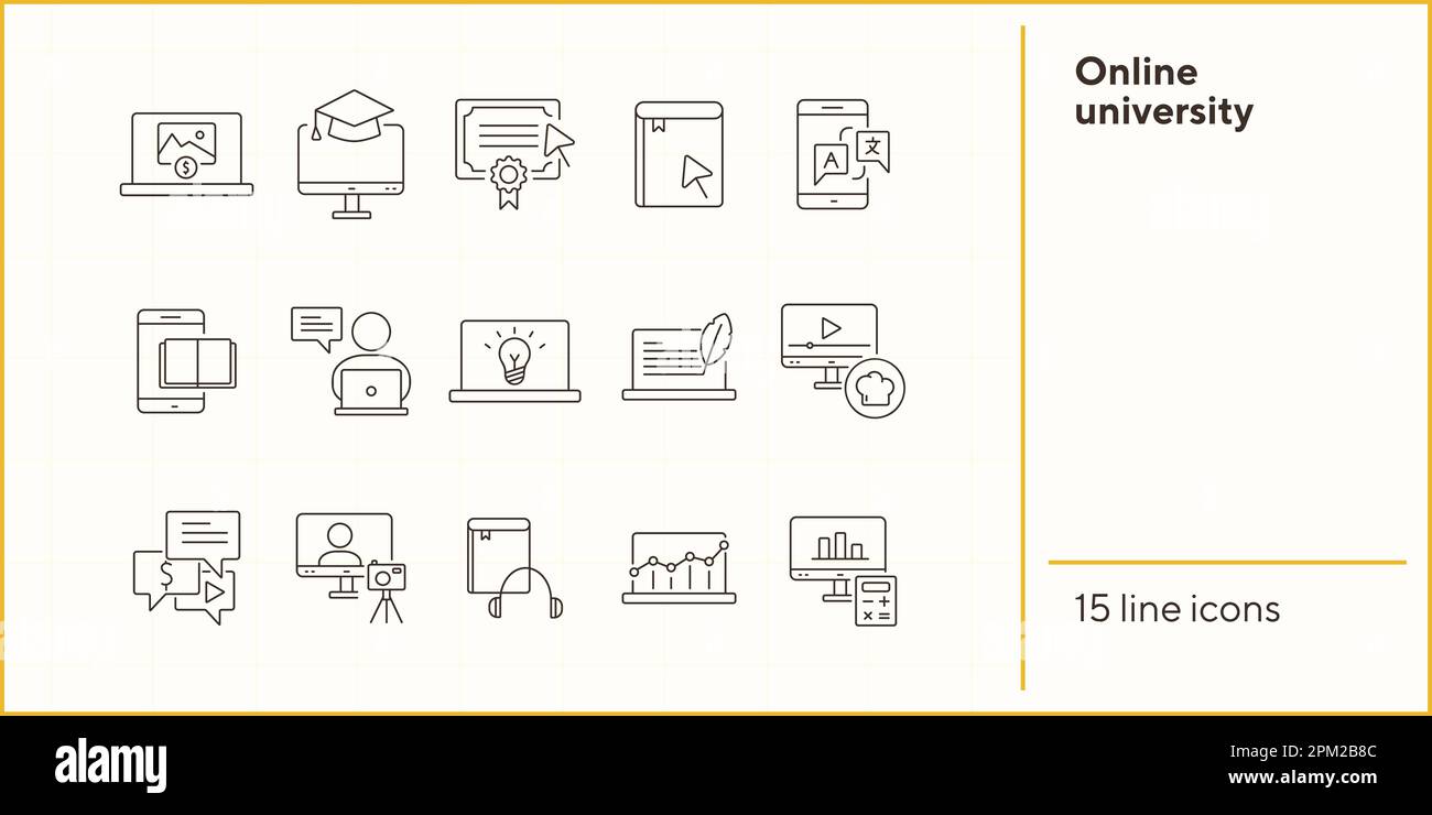 Online university line icon set Stock Vector Image & Art - Alamy