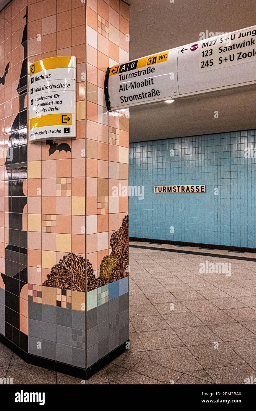 U Turmstraße Interior. Underground U-Bahn Railway Station serves U9 ...