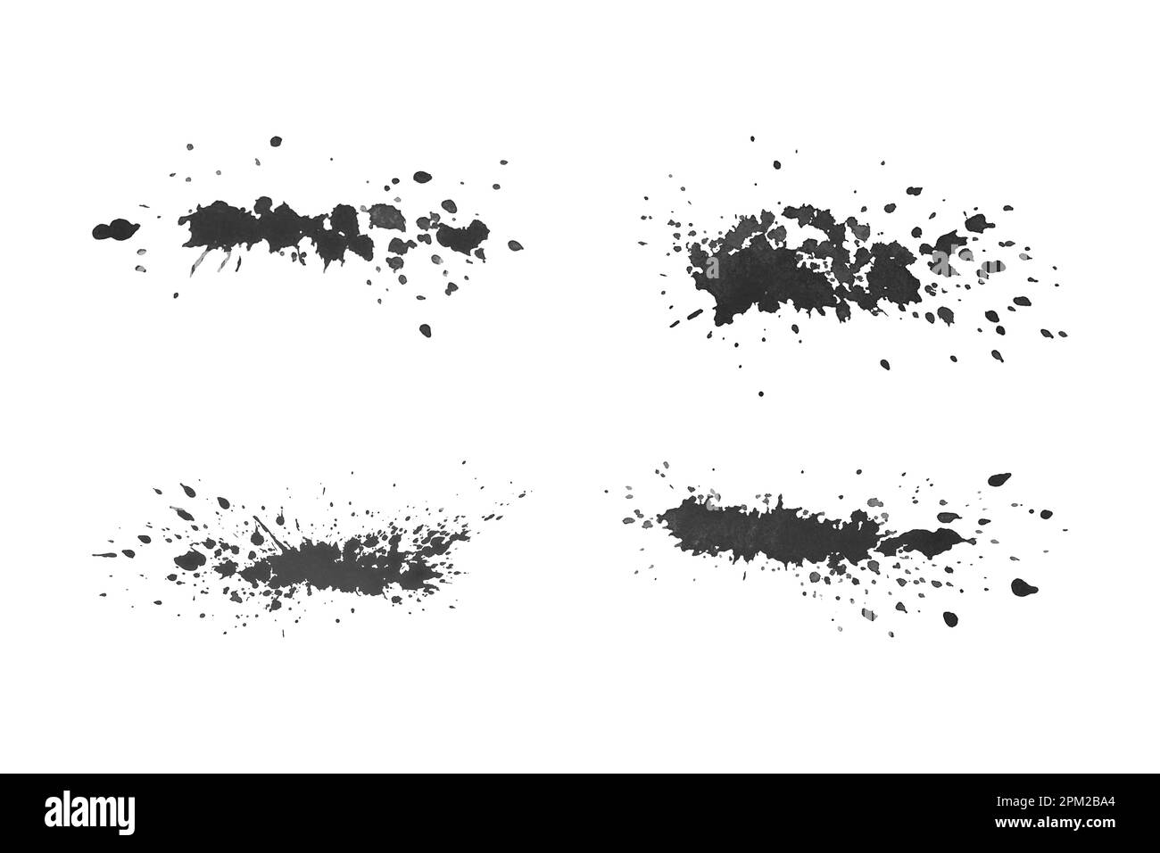 Stains and drops of watercolor splashes, streaks of paint strokes with ...