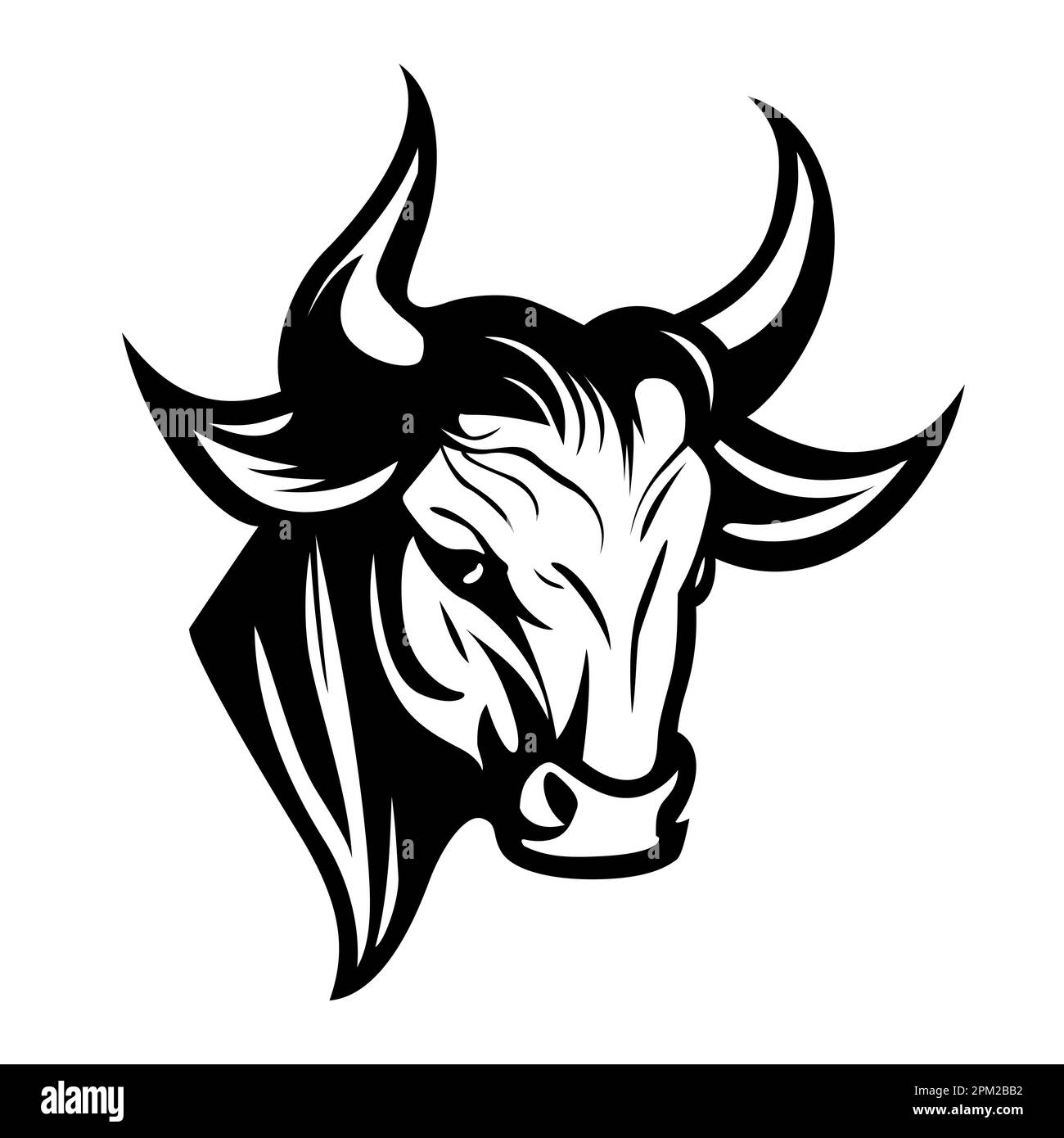 Bull head logo design. Abstract drawing bull face. Black icon of bull ...